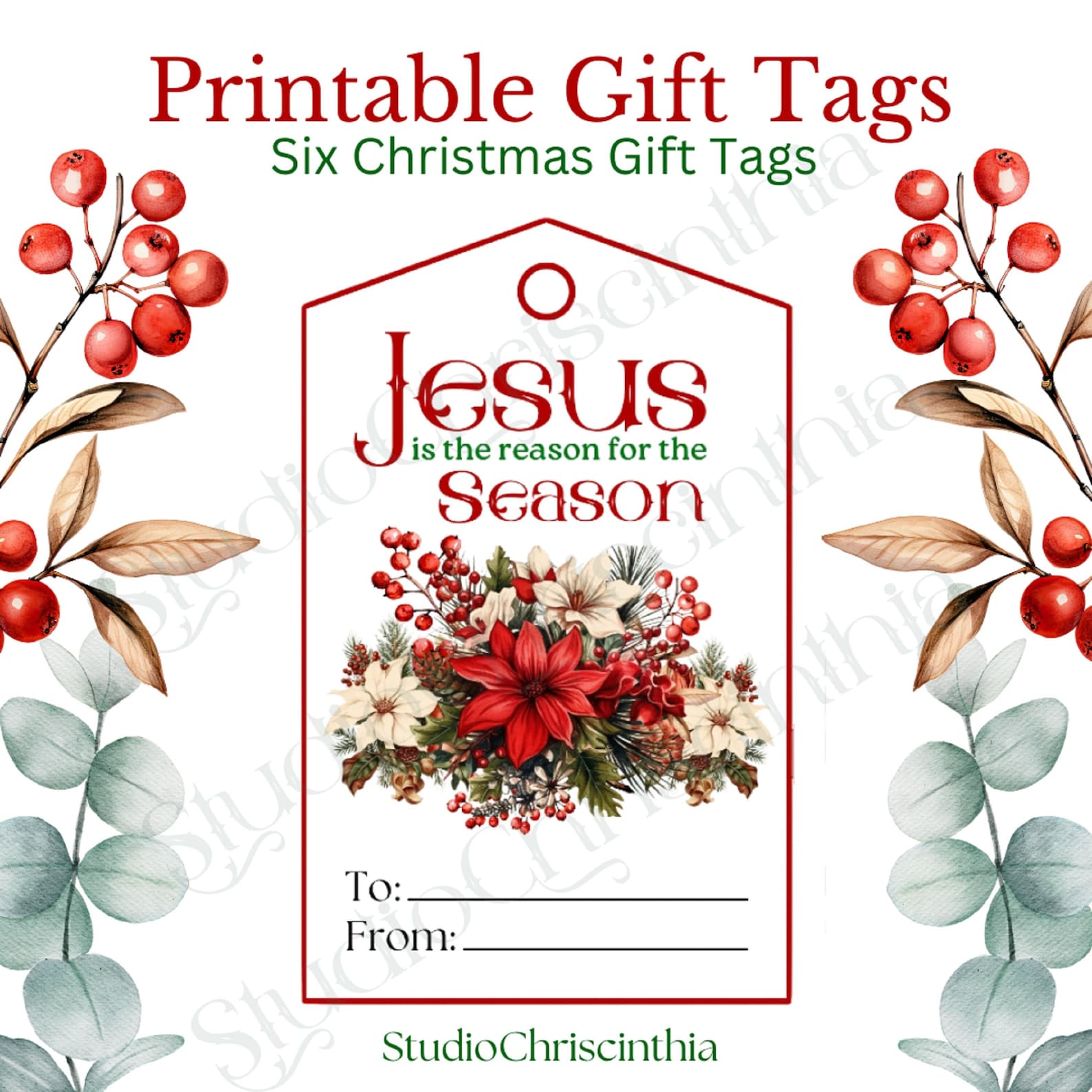 Christmas Gift Tags, Christmas 2024, Christmas Gift Ideas, Jesus is the ...