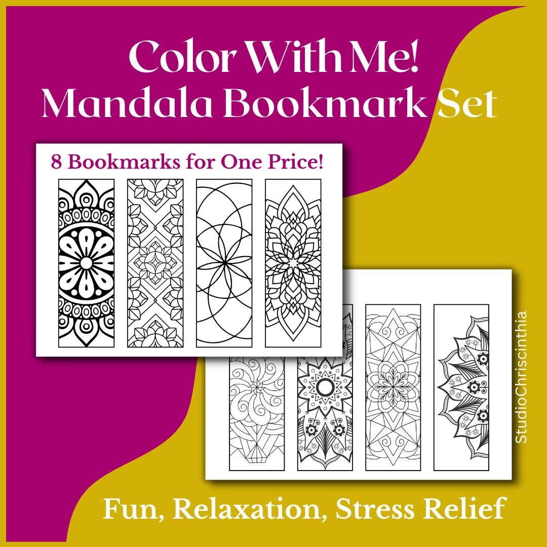 PRINTABLE Coloring Bookmarks, DIY Bookmarks, Self-care Coloring ...