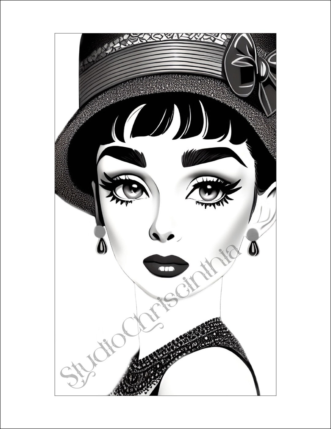 Audrey Hepburn Coloring Page, Christmas 2024, Adult Coloring Page, Self ...