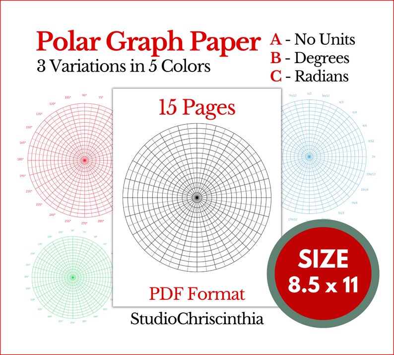 Circular Graph Paper, STEM Education, STEAM Education, Polar Graph ...