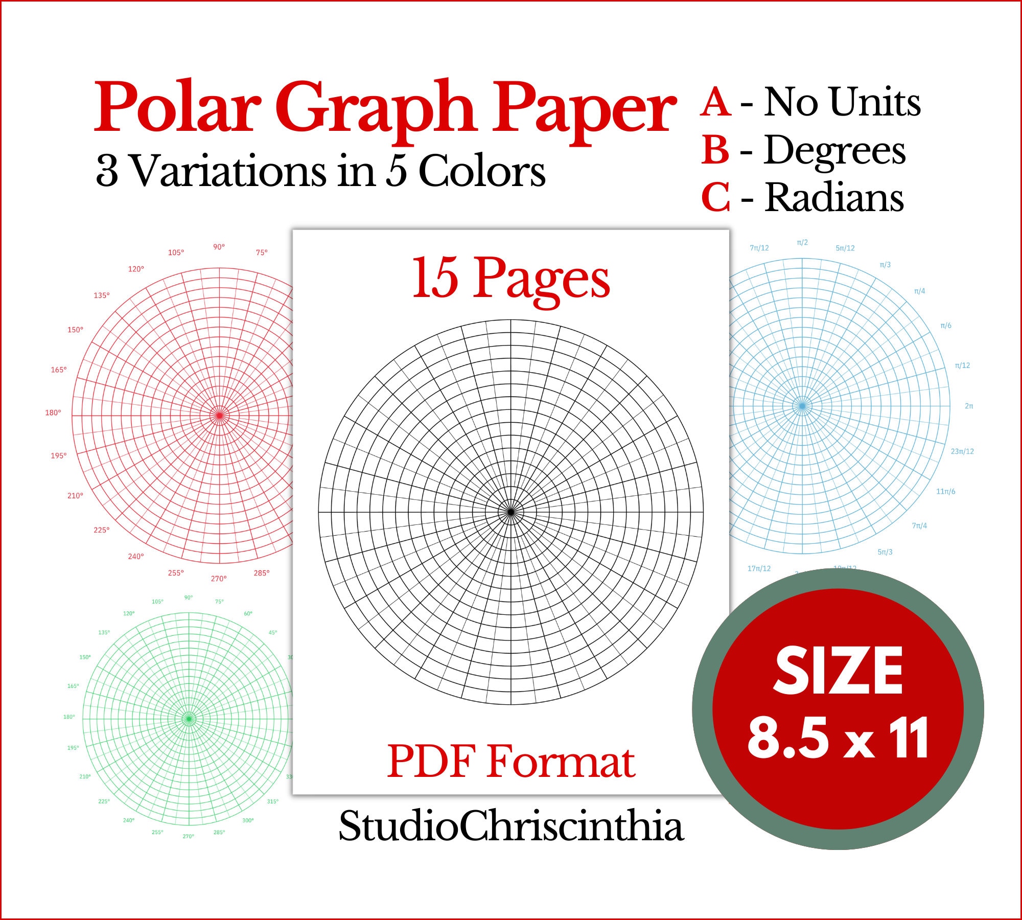 Circular Graph Paper, STEM Education, STEAM Education, Polar Graph ...