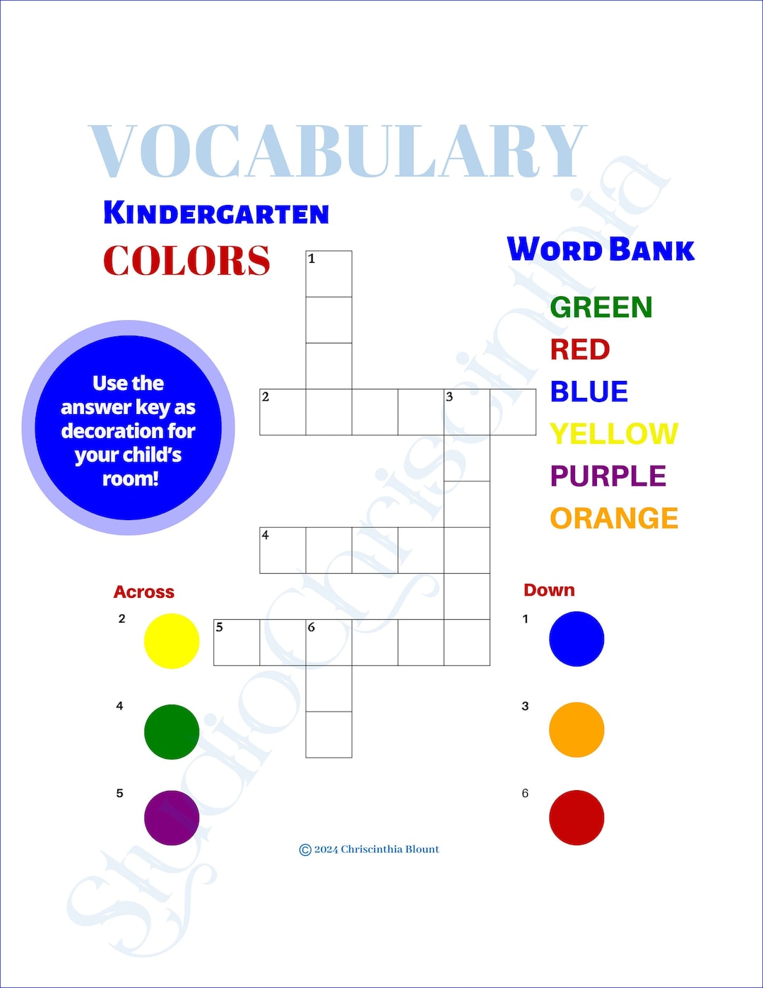Kindergarten Crossword Puzzle, STEM Education, STEAM Education, Back to ...