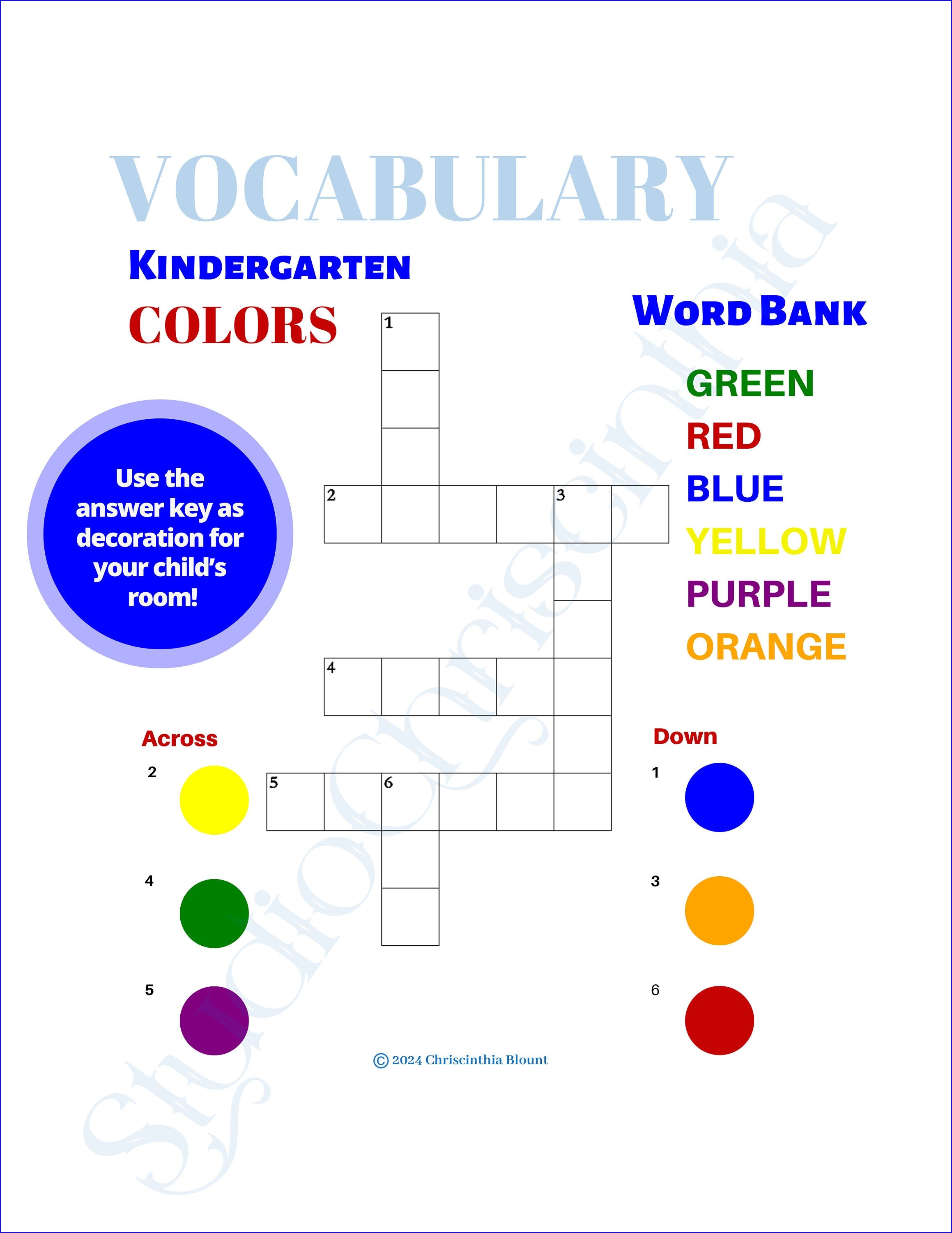 Kindergarten Crossword Puzzle, STEM Education, STEAM Education, Back to ...