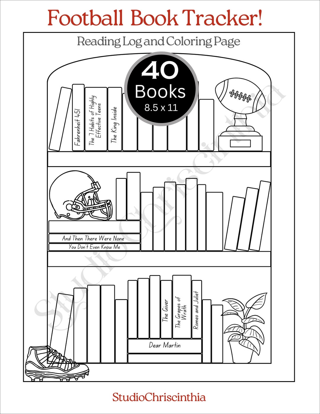 Football Book Tracker, Reading Log & Coloring Page, STEM Education ...