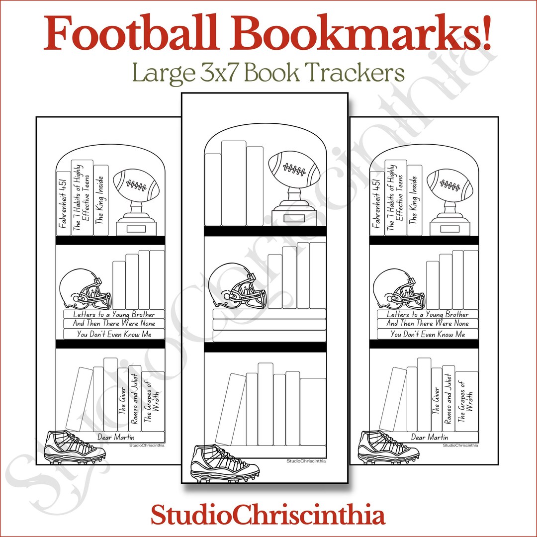 Printable Football Book Tracker, Football Season, Reading List Bookmark ...