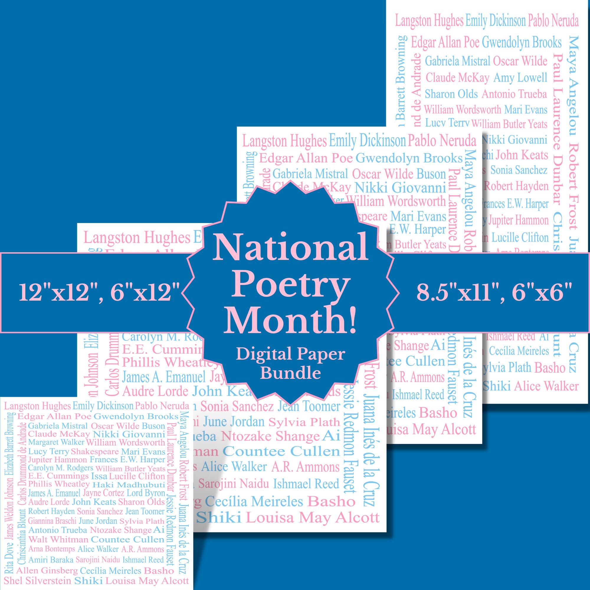 National Poetry Month, Printable Paper Bundle, Bulletin Board, Poetry ...