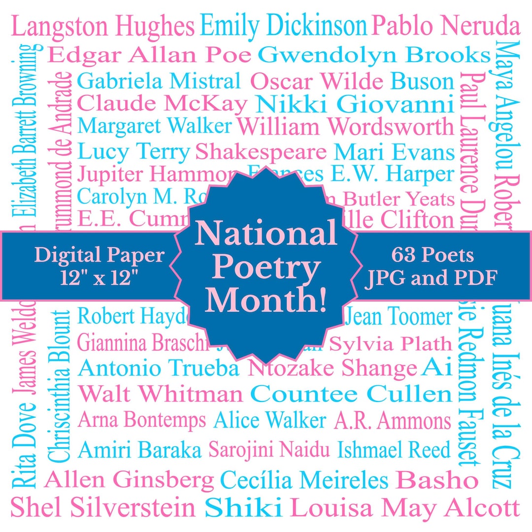 National Poetry Month, 12x12 Digital Paper, Bulletin Boards, Teacher ...