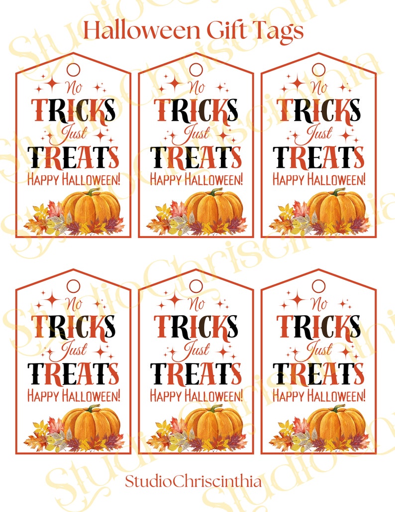 Halloween Gift Tags Printable Trick or Treat Gift Tags No - Etsy