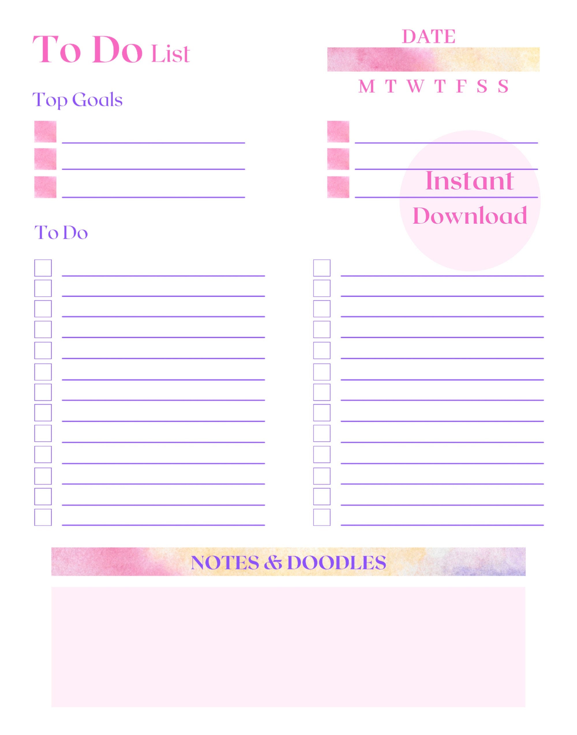 Editable to Do List: Printable Task Tracker, Planner Page, Instant ...