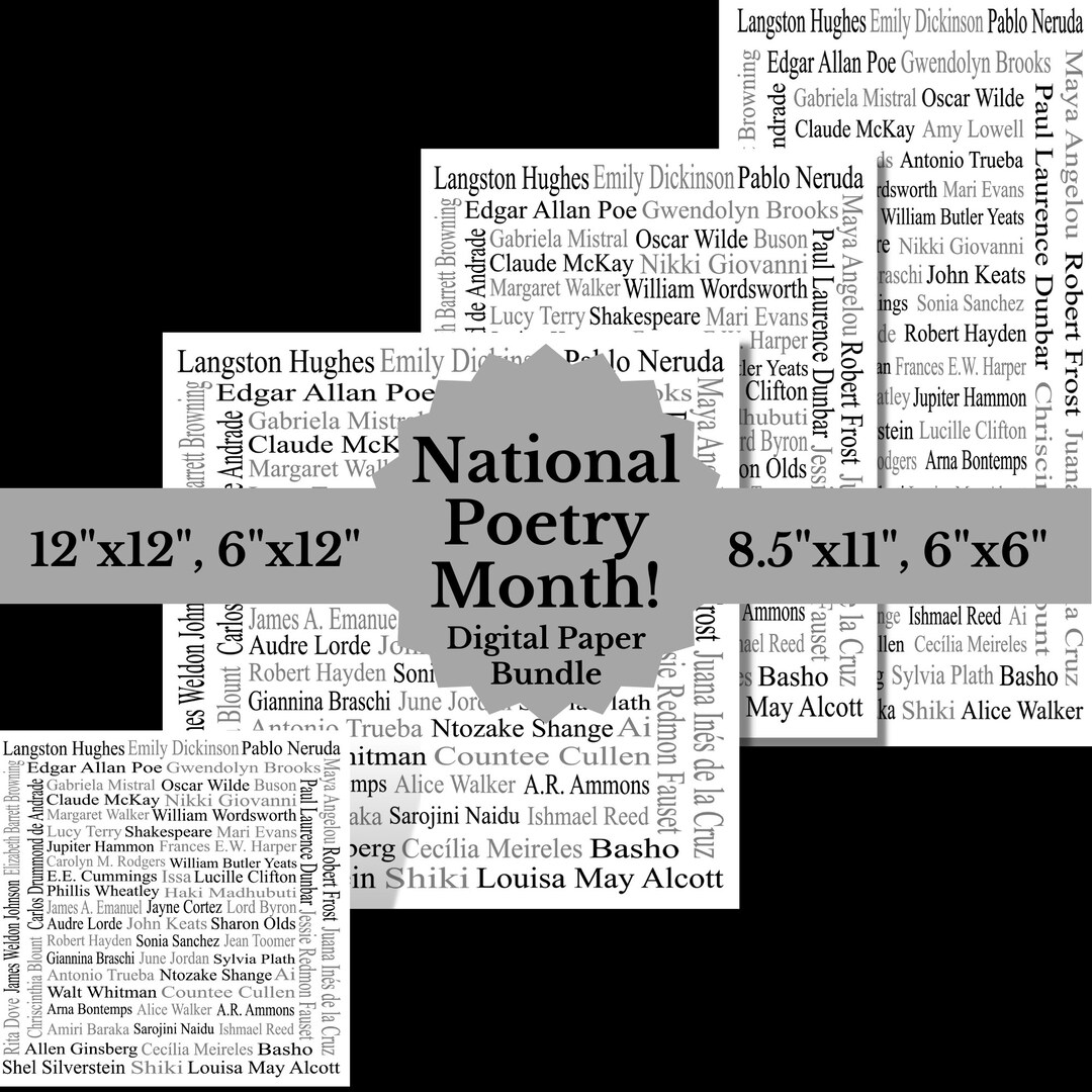 National Poetry Month, Printable Paper Bundle, Bulletin Board, Poetry ...