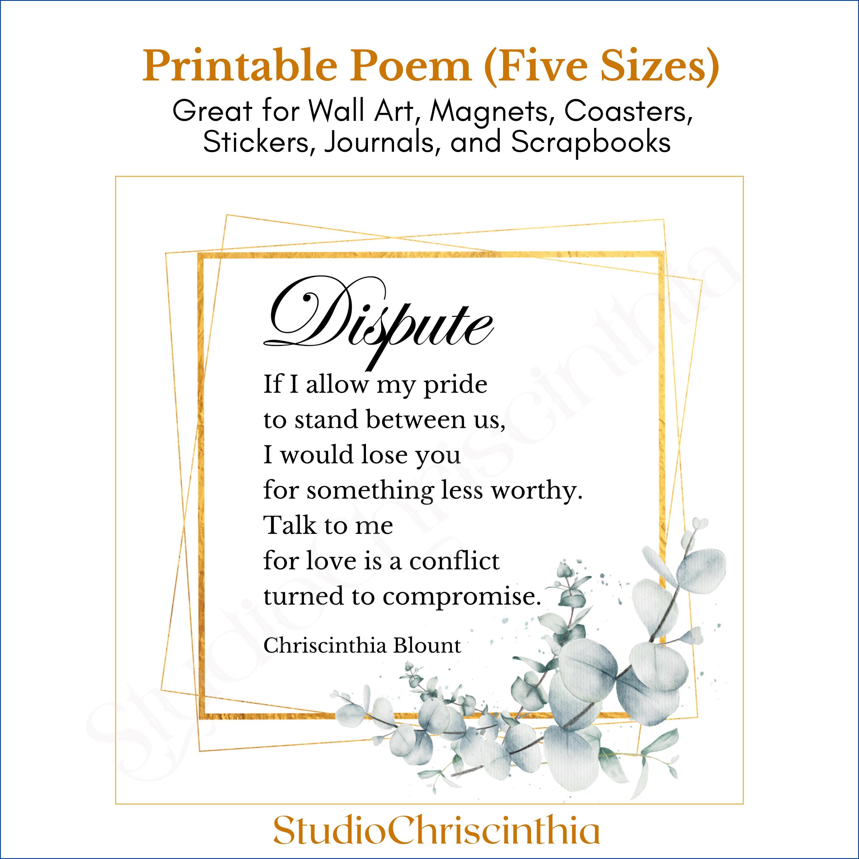 Printable Love Poem: Romantic Gift for Scrapbook or Home Decor (digital ...