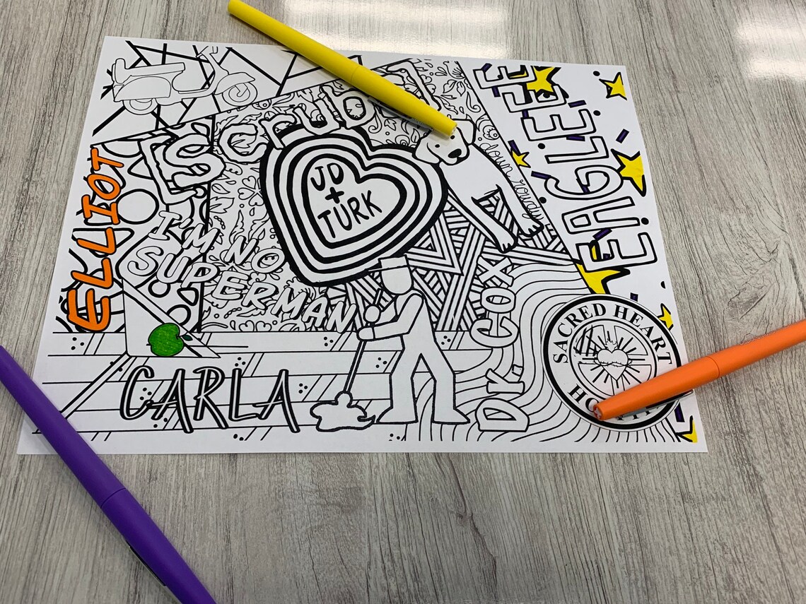 Scrubs Themed Adult Coloring Sheet | INSTANT DOWNLOAD - Etsy