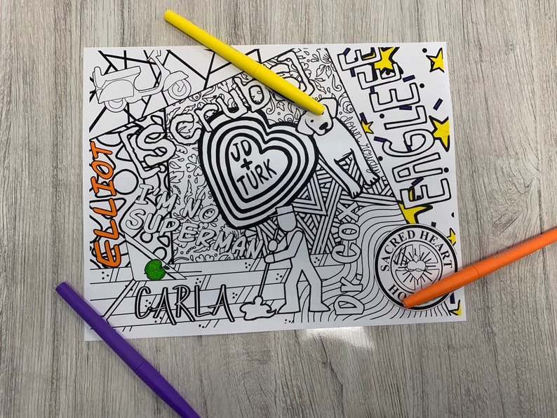 Scrubs Themed Adult Coloring Sheet | INSTANT DOWNLOAD - Etsy