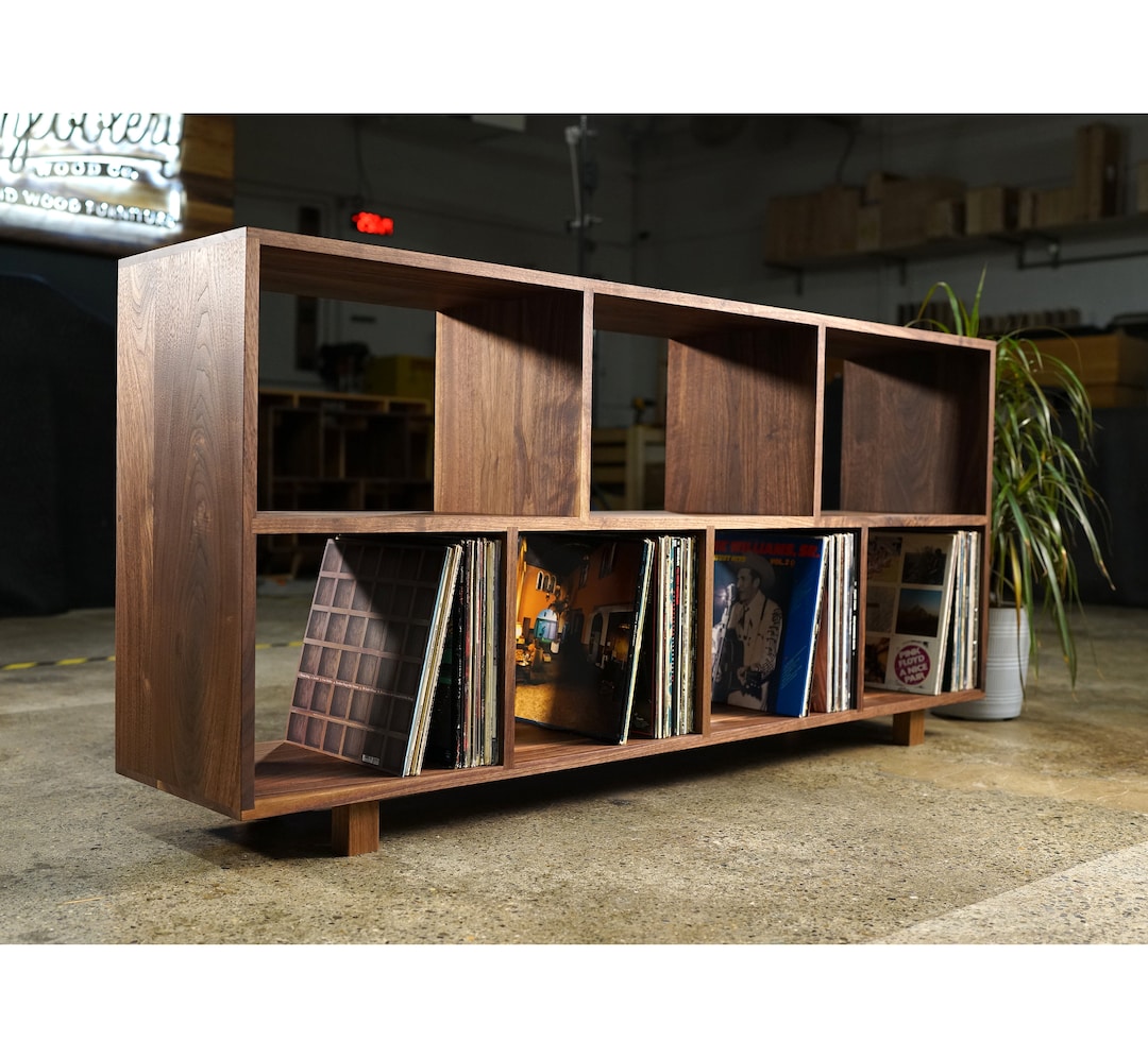 Sesto Vinyl Console, 65"w, Handcrafted Solid Wood, Modern LP Record ...