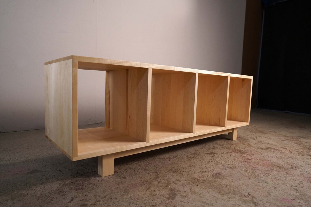 Warner Bench, 52"w, Handcrafted Solid Wood, LP Vinyl Storage (shown in ...