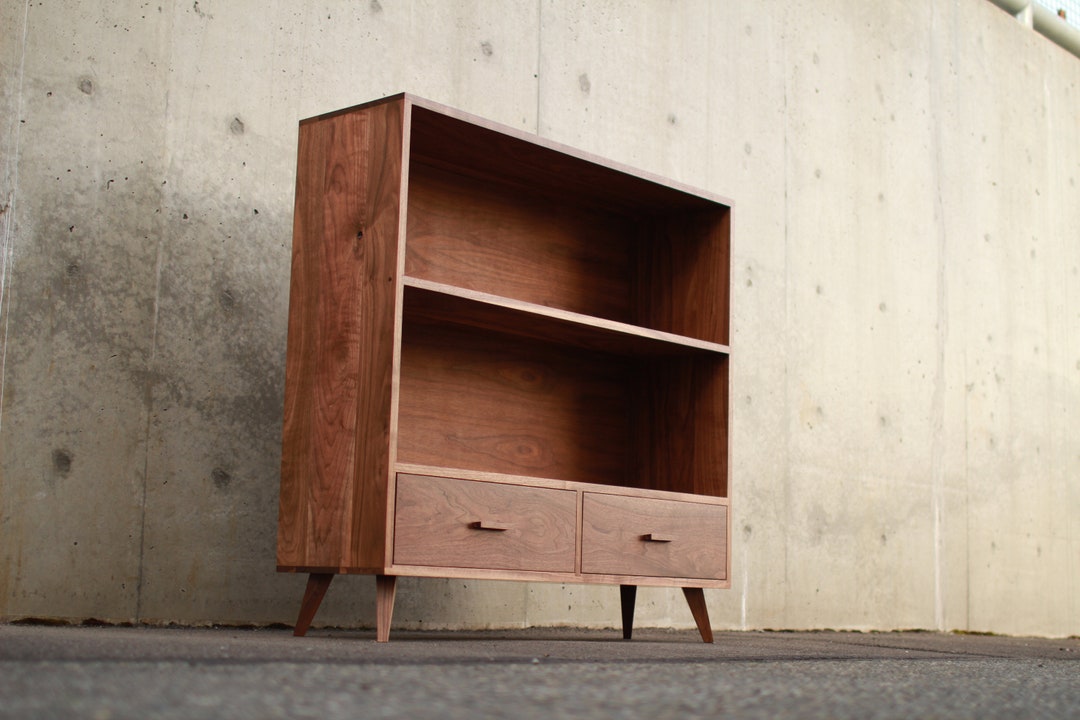 Halfstack Bookcase - Double Wide, 44"w, Mid Century Bookshelf, Modern ...