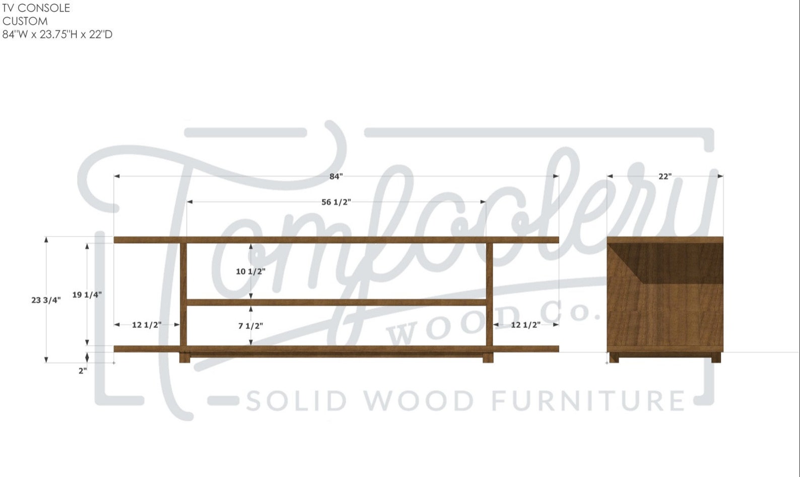 Saki Console Table, Solid Wood Modern Table, Domestic Hardwood shown in ...