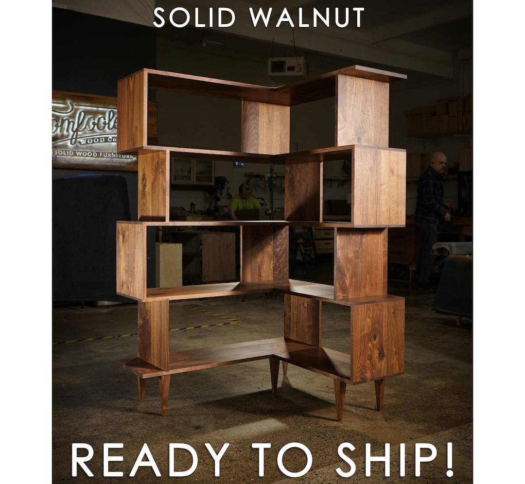Corner Offstack Bookcase, 42"w X 37"d, Handcrafted Solid Wood, LP ...