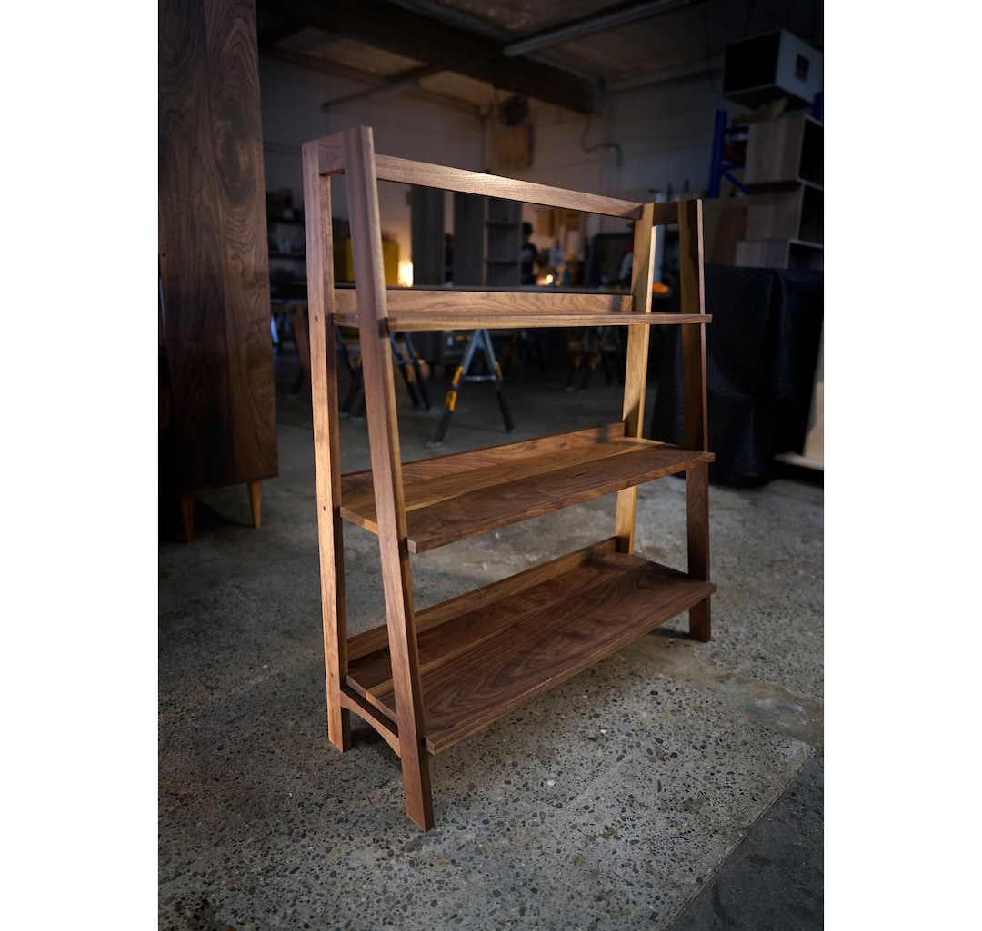 Handcrafted Solid Hardwood Slant Bookcase - Modern Ladder Shelf - Etsy