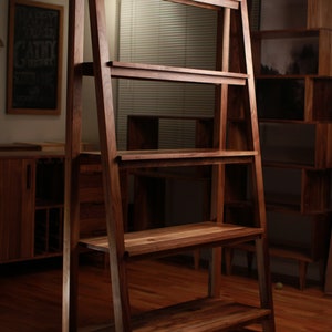 Modern Slant Bookcase, Slanted Bookshelf, Solid Hardwood Slanted ...