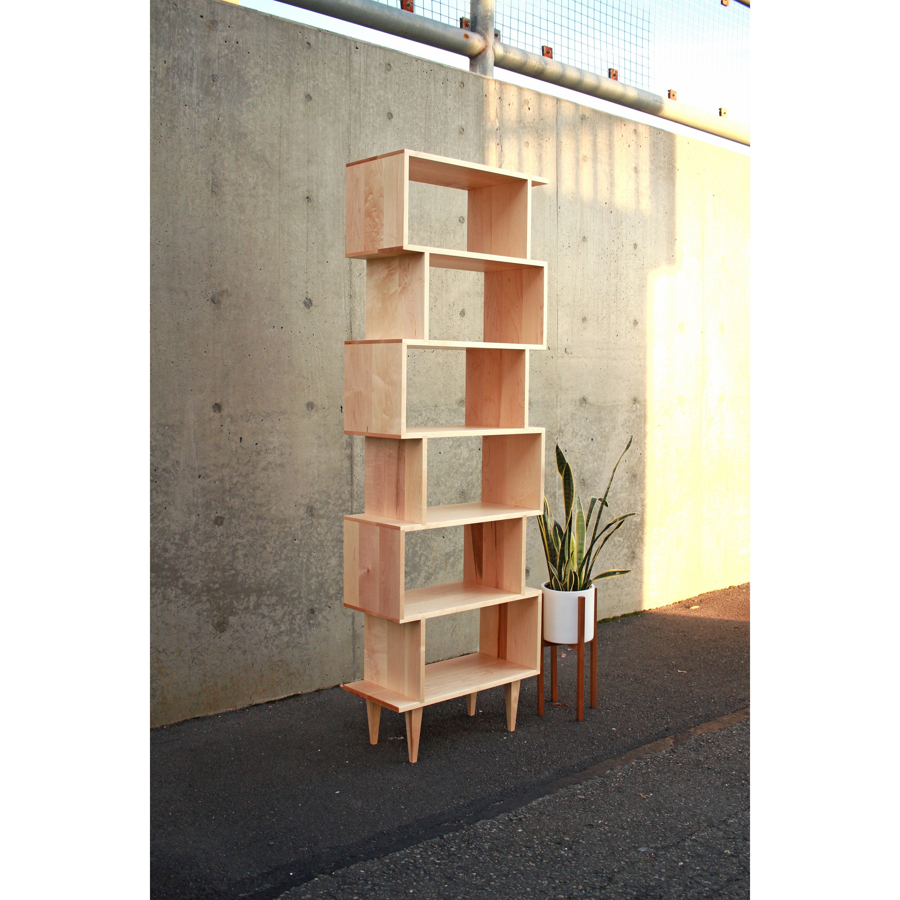 Mid century geometric bookcase store