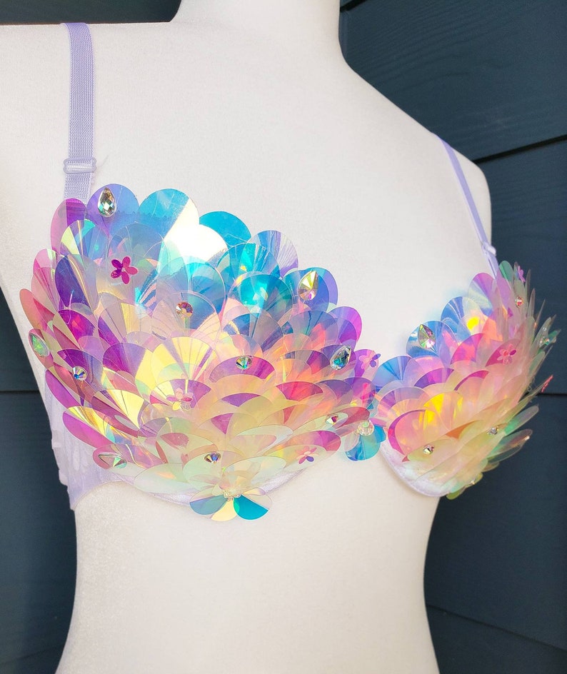 Unicorn Sequin Rave Bra / Rave Outfit / Mermaid Bra / Sequin | Etsy
