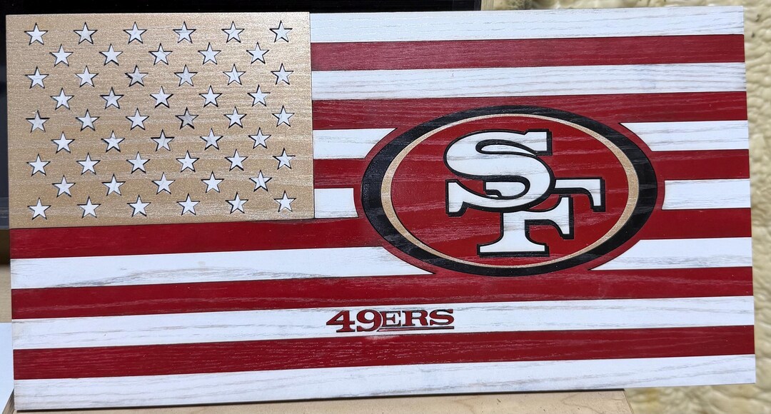 San Francisco 49ERS Wooden Flag 10 X 19 Handmade Sports Wall Art 49ers ...