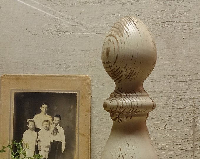 1 Chippy White Salvage Wooden Newel Post Top, Chippy White Farmhouse ...