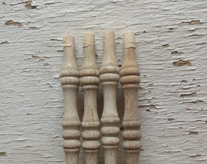 A Lot of 4 Chippy White Salvage Wooden Spindles, Primitive Farmhouse ...