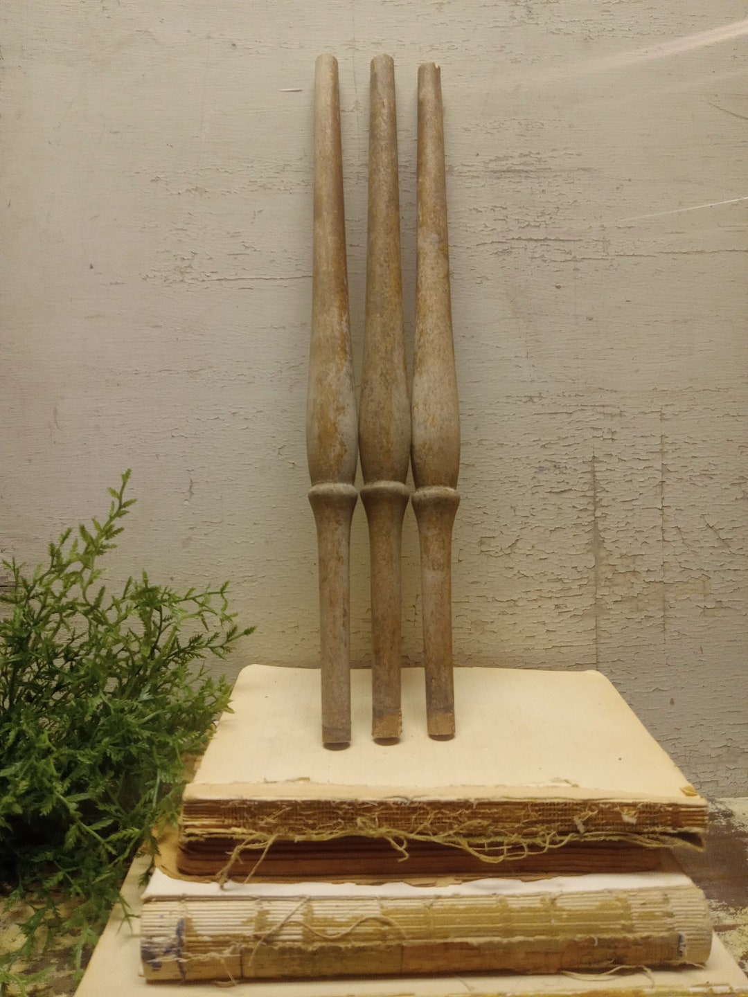 3 Vintage Salvaged Wood Spindles, Farmhouse Salvaged Wood Decor ...