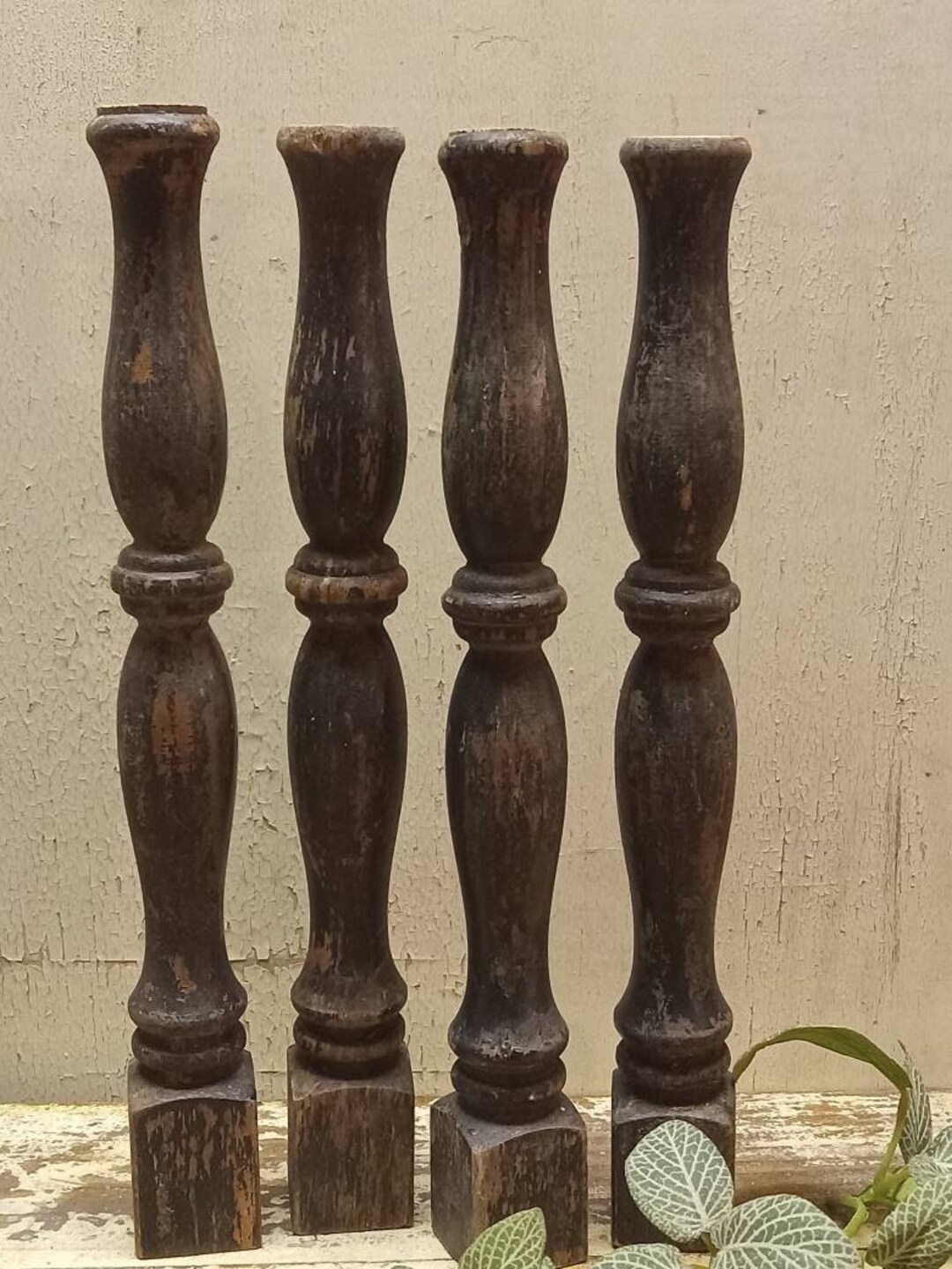 1 Vintage Chippy Black Salvaged Wood Spindle Post, Farmhouse Spindle ...