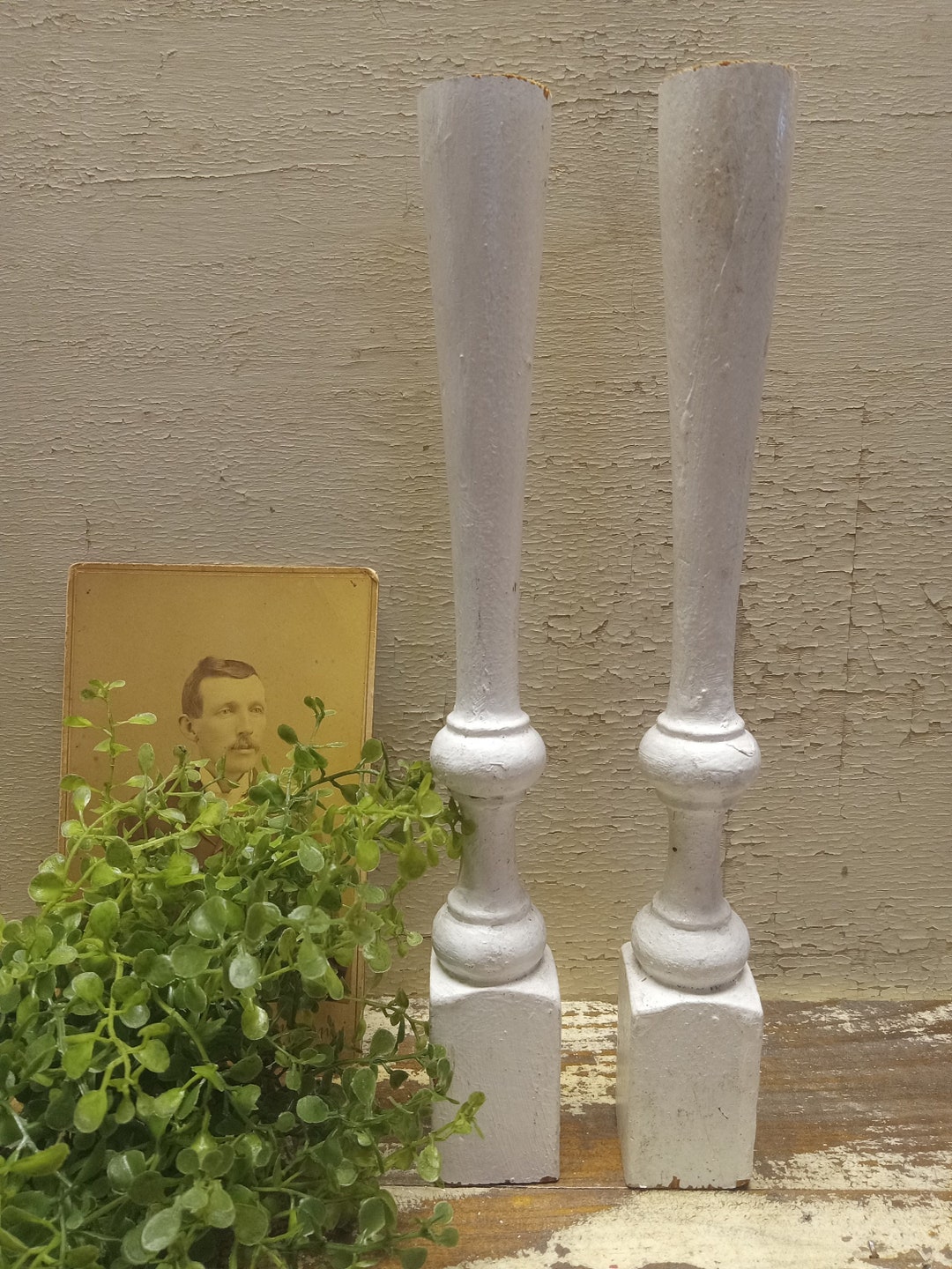 2 Architectural Salvaged Chippy White Wooden Post, Primitive Farmhouse ...