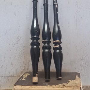 3 Black Salvage Wooden Spindles, Fall Decor, Primitive Farmhouse Rustic ...