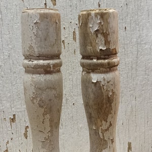 2 White Peely Chippy Wood Spindles, White Spindle Post Farmhouse Shabby ...