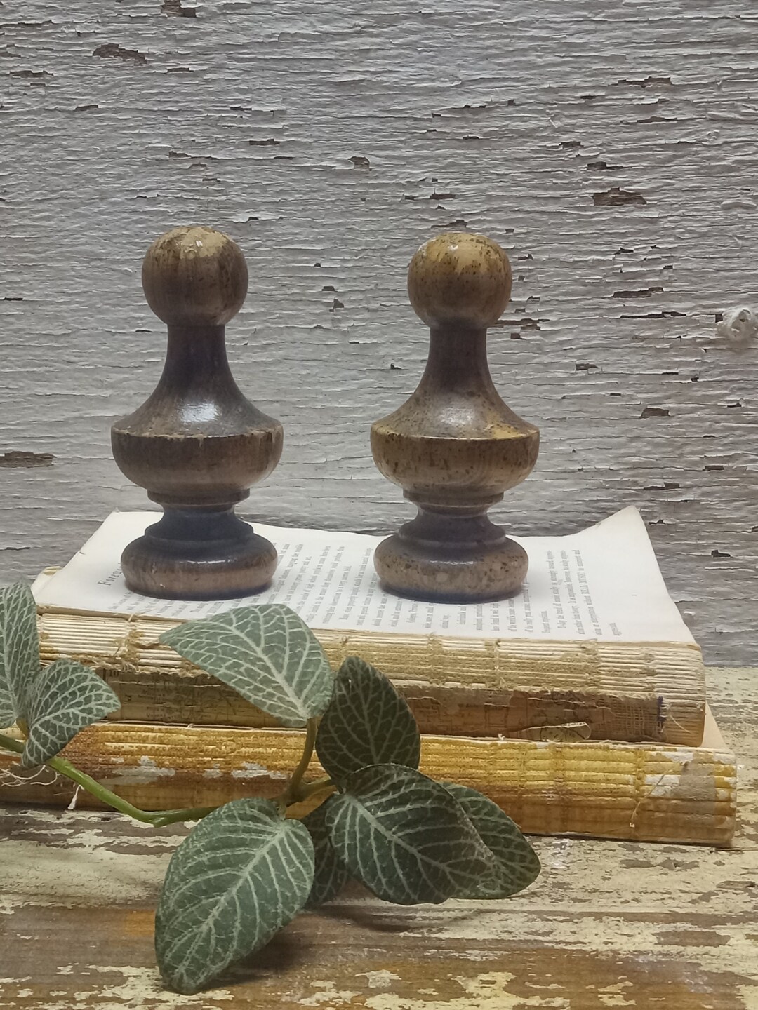 2 Vintage Wood Finials, Farmhouse Shabby Chic Vintage Decor, Craft DIY ...