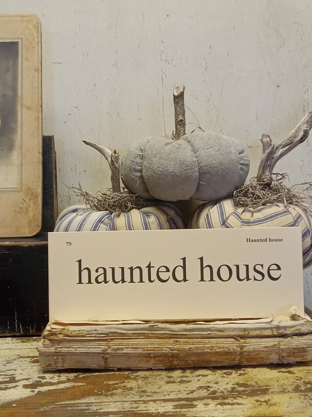 One Vintage Inspired Fall Flash Card, Haunted House Flash Card, Flash ...