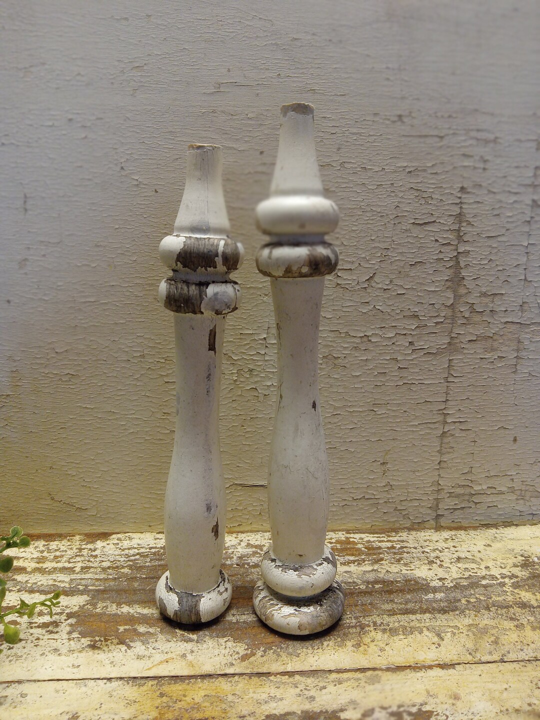 2 Architectural Salvaged Chippy White Wooden Spindle Pieces, Farmhouse ...