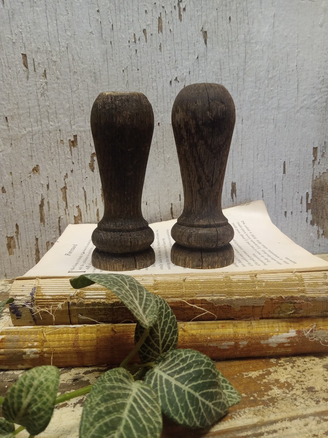 2 Vintage Wood Finials, Farmhouse Shabby Chic Vintage Decor, Craft DIY ...