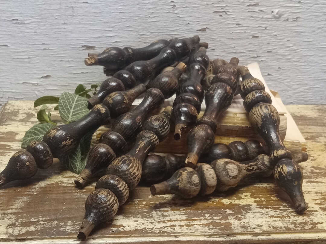 Chippy Black Salvaged Wood Spindle: Rustic Farmhouse Decor - Etsy