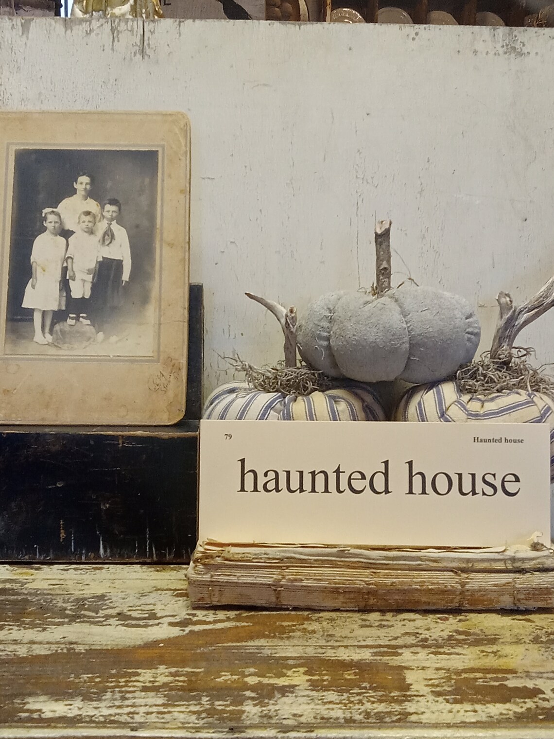 Vintage Inspired Haunted House Flash Card - Fall Decor - Etsy