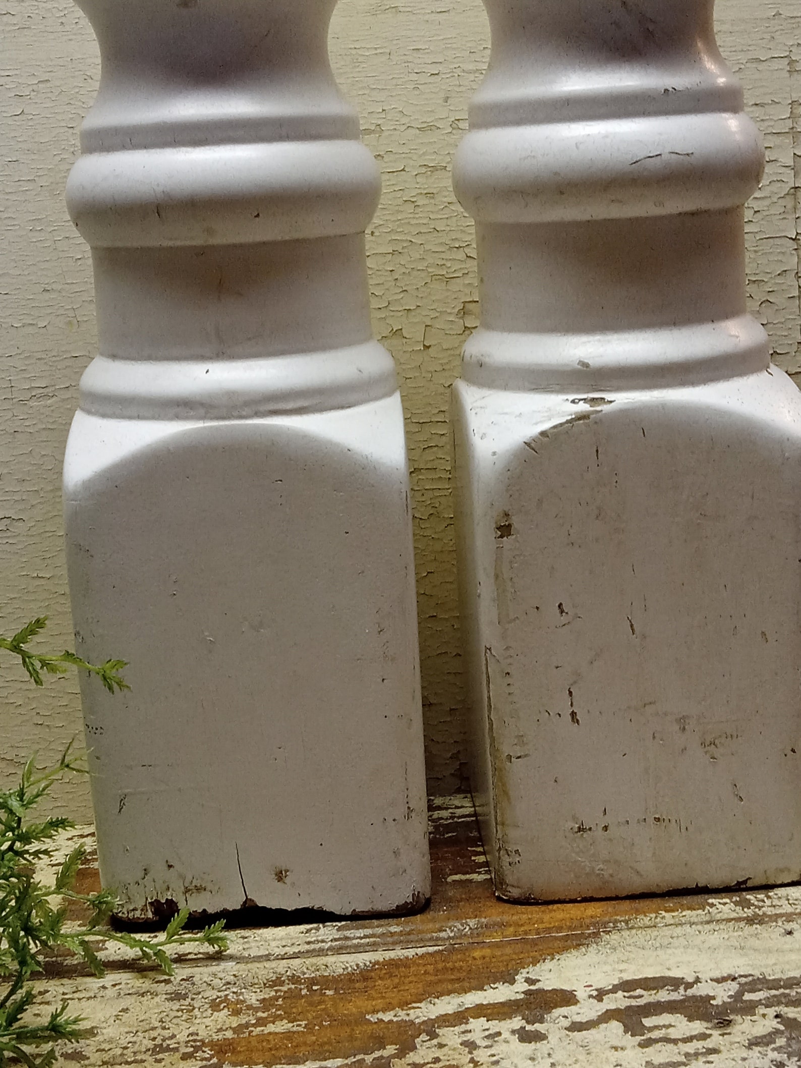 Salvaged White Wood Spindle: Rustic Farmhouse Table Leg, Candle Holder ...