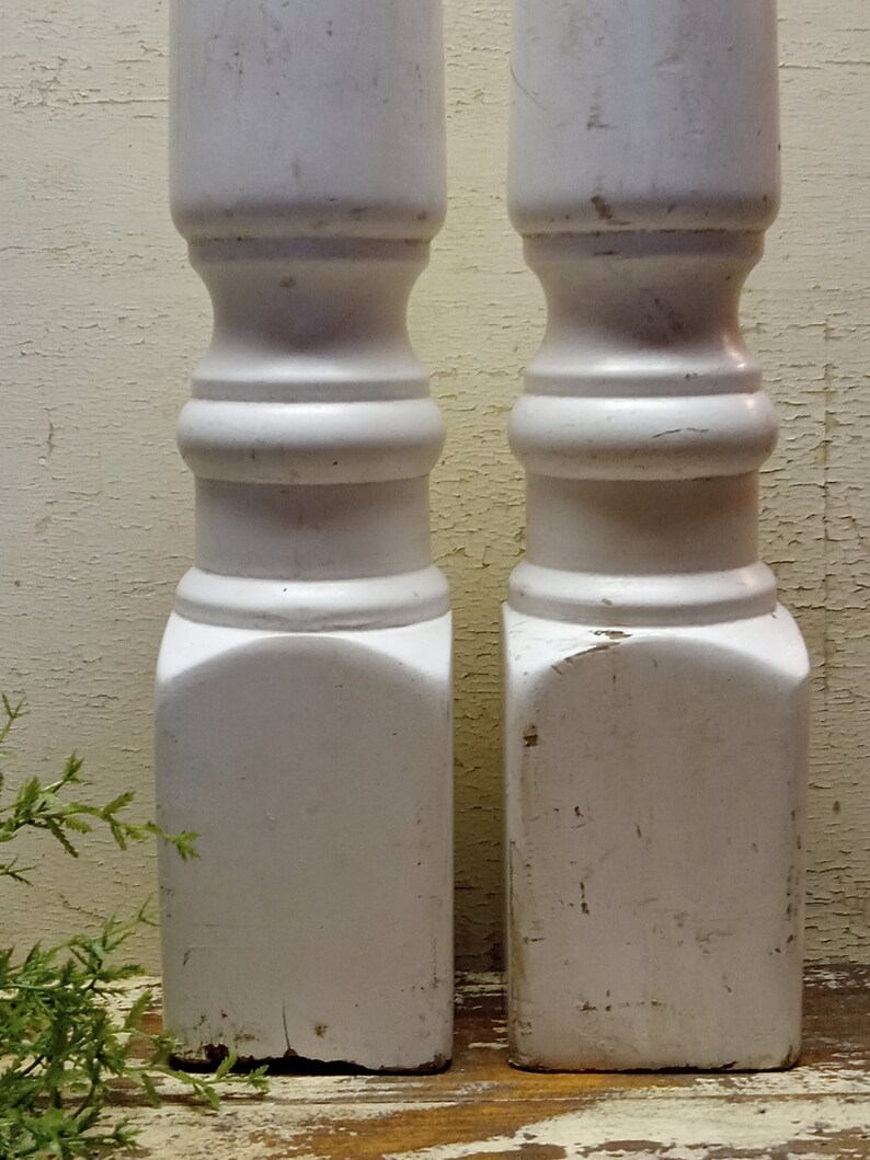 Salvaged White Wood Spindle: Rustic Farmhouse Table Leg, Candle Holder ...