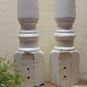 Salvaged White Wood Spindle: Rustic Farmhouse Table Leg, Candle Holder ...