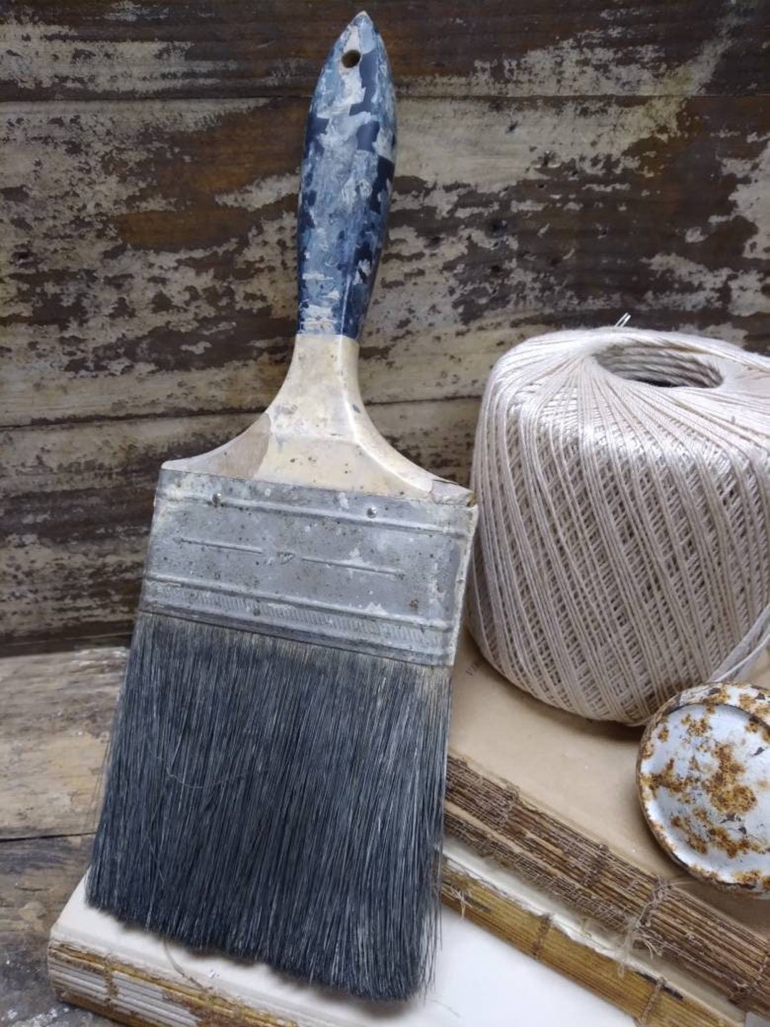 Vintage Wood Handle Paint Brush, Primitive Farmhouse Paint Brush, Fixer ...