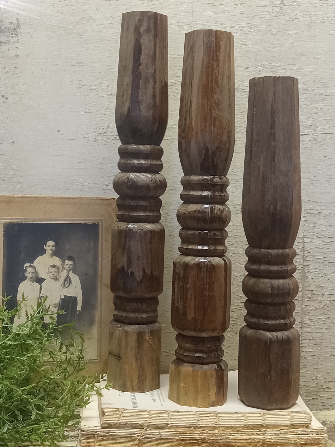 3 Salvaged Wood Spindle Posts: Rustic Farmhouse Decor - Etsy