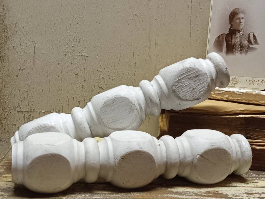 2 Architectural Salvaged Chippy White Wooden Post, Primitive Farmhouse ...