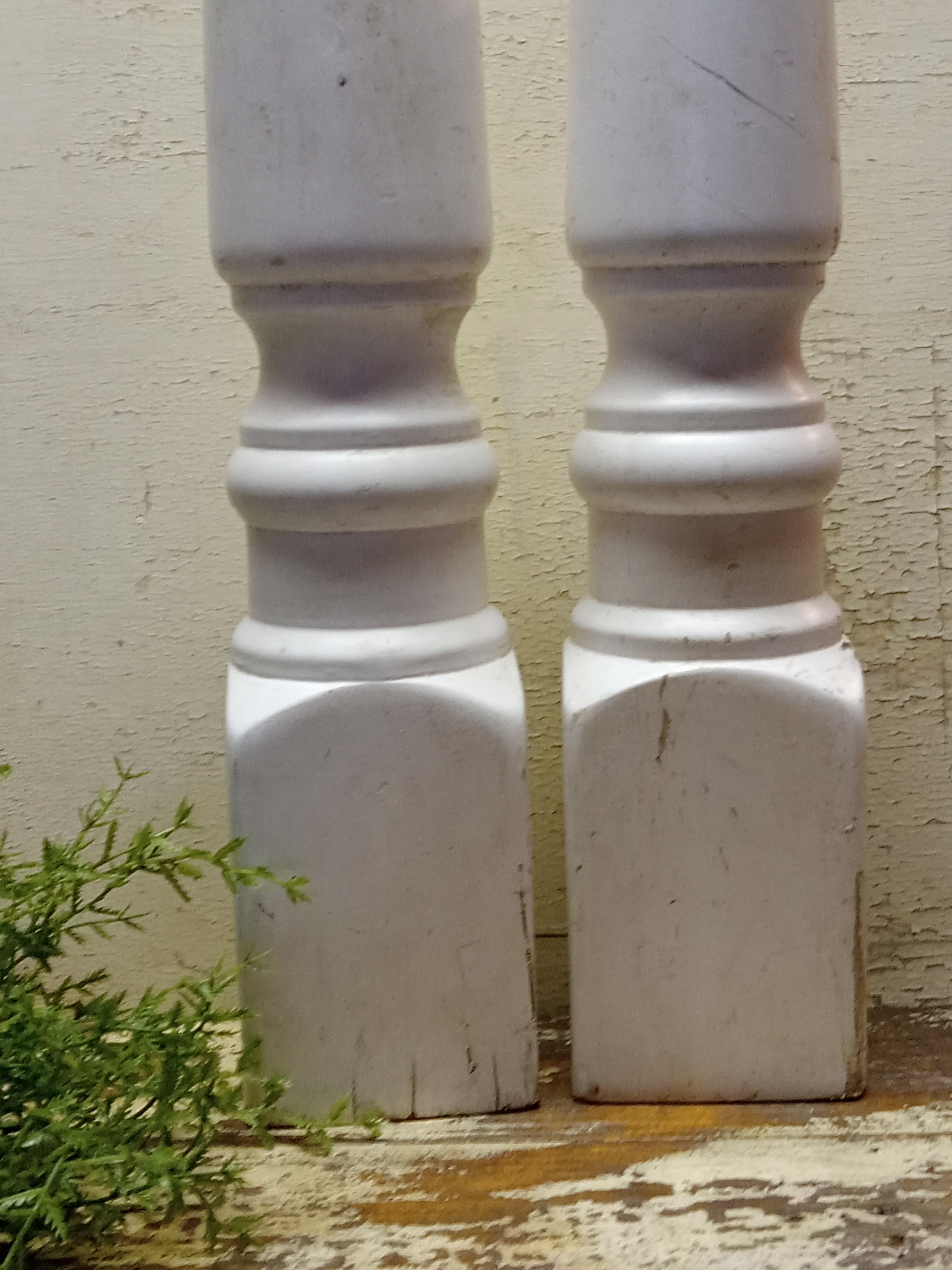 Salvaged White Wood Spindle: Rustic Farmhouse Table Leg, Candle Holder ...
