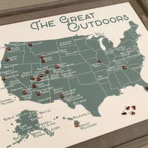 National Park Push Pin Map With Wooden Tree Push Pins Great - Etsy