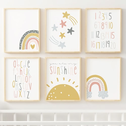 Buy ABC Rainbow Nursery Print Set of 9 Nursery Decor Nursery Online in ...