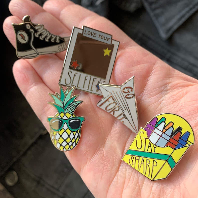 Motivational Enamel Pin Set Fun Enamel Pins Back to School - Etsy